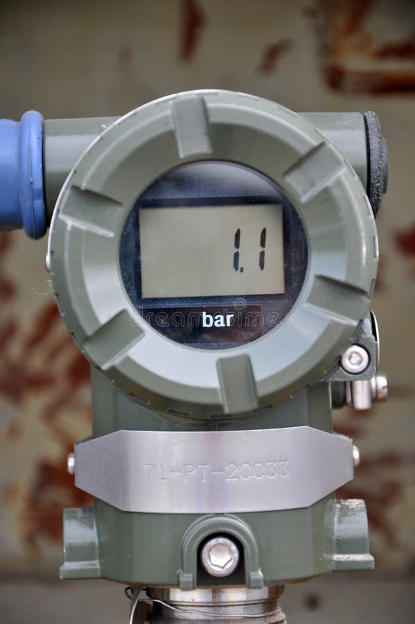 The Pressure Transmitter Installed on Process Equipment Stock Photo ...