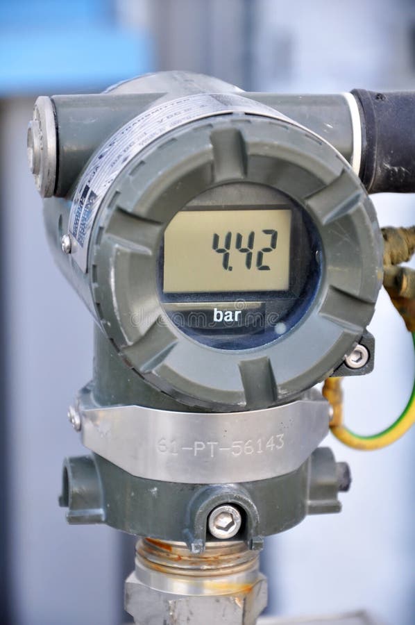 The Pressure Transmitter Installed on Process Equipment Stock Photo ...
