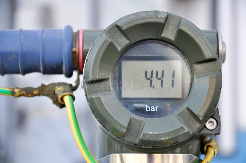 The Pressure Transmitter Installed on Process Equipment Stock Photo ...