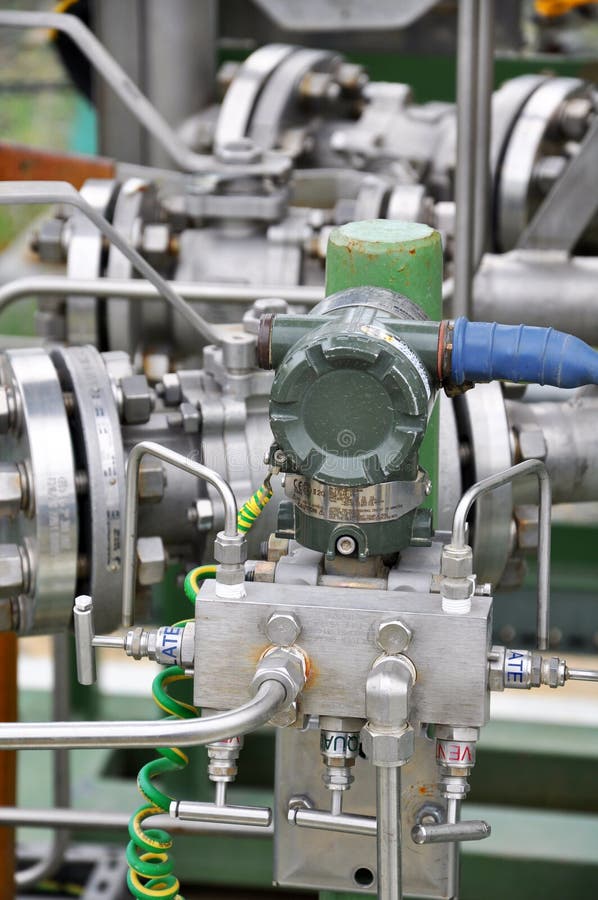 The Pressure Transmitter Installed on Process Equipment Stock Photo ...