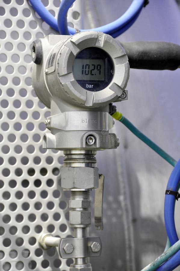 The Pressure Transmitter Installed on Process Equipment Stock Image ...
