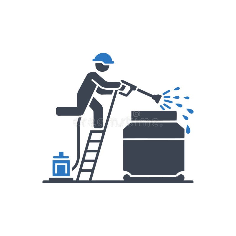 Pressure Washing Worker Icon Stock Vector - Illustration of ladder ...