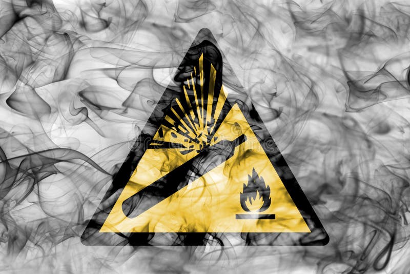 Pressurized Cylinders Hazard Warning Smoke Sign. Triangular Warn Stock ...