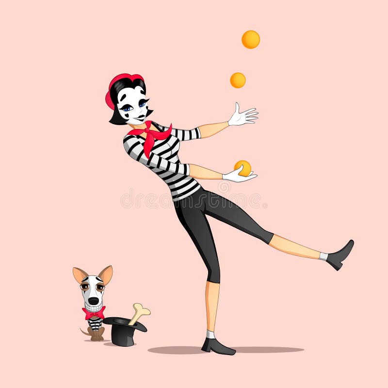 Prestazione Del Mimo Della Ragazza Illustrazione di Stock ...