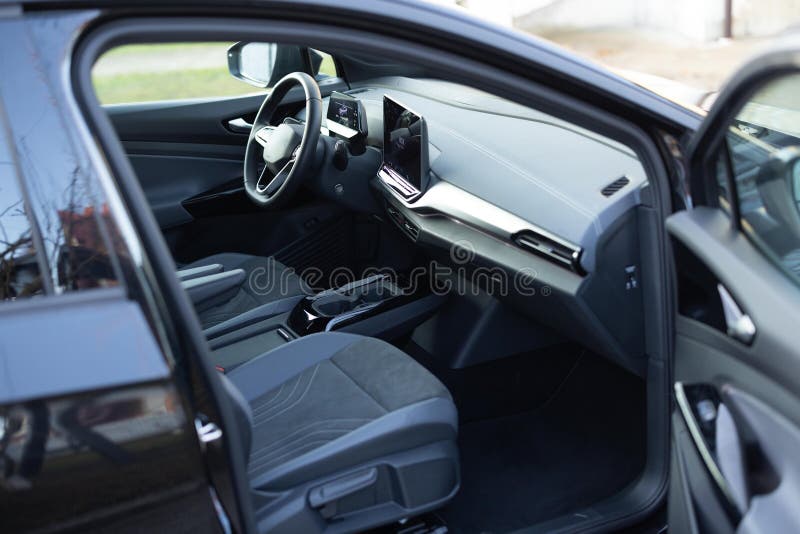 Prestige Modern Car. Inside Car Interior with Front Leather Seats ...