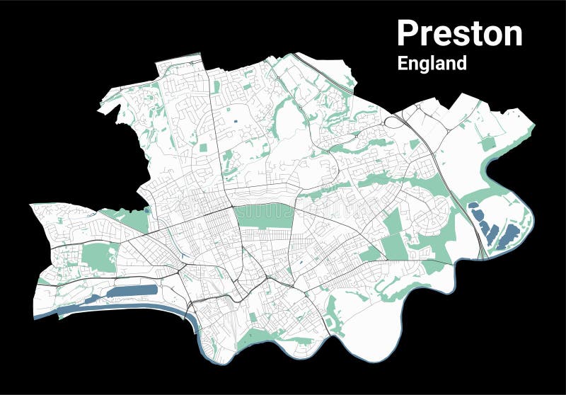 Preston City Map, Administrative Area Stock Vector - Illustration of ...