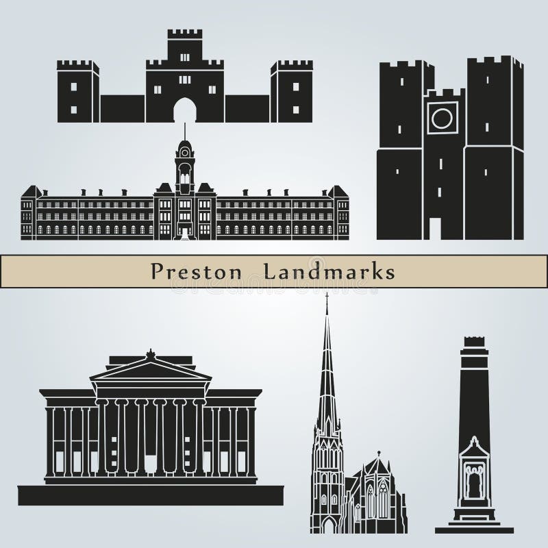 Preston Skyline in Black Watercolor Stock Illustration - Illustration ...
