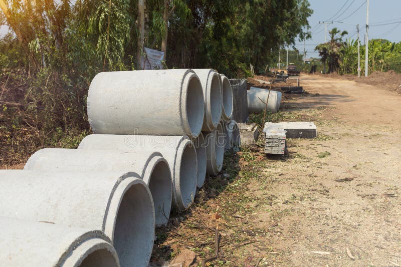 Prestressed Concrete Pipe Piles Placed in the Construction Area Stock ...