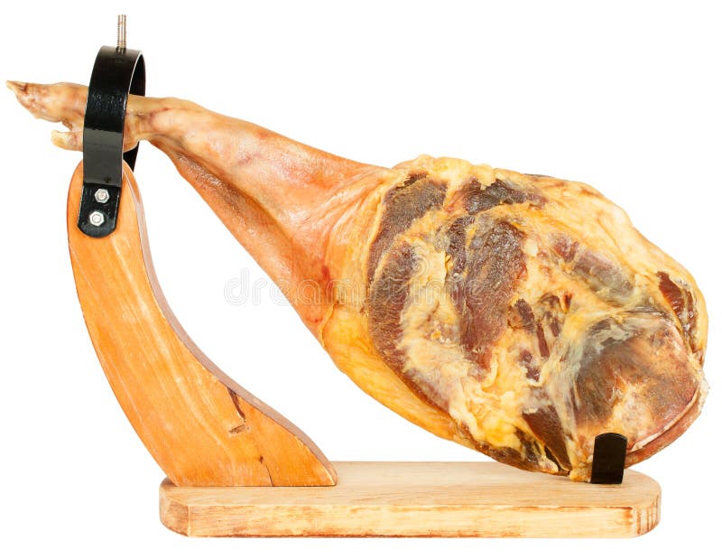 Perna De Presunto Ibérica Inteira Espanhol, Fundo Preto Imagem de Stock ...