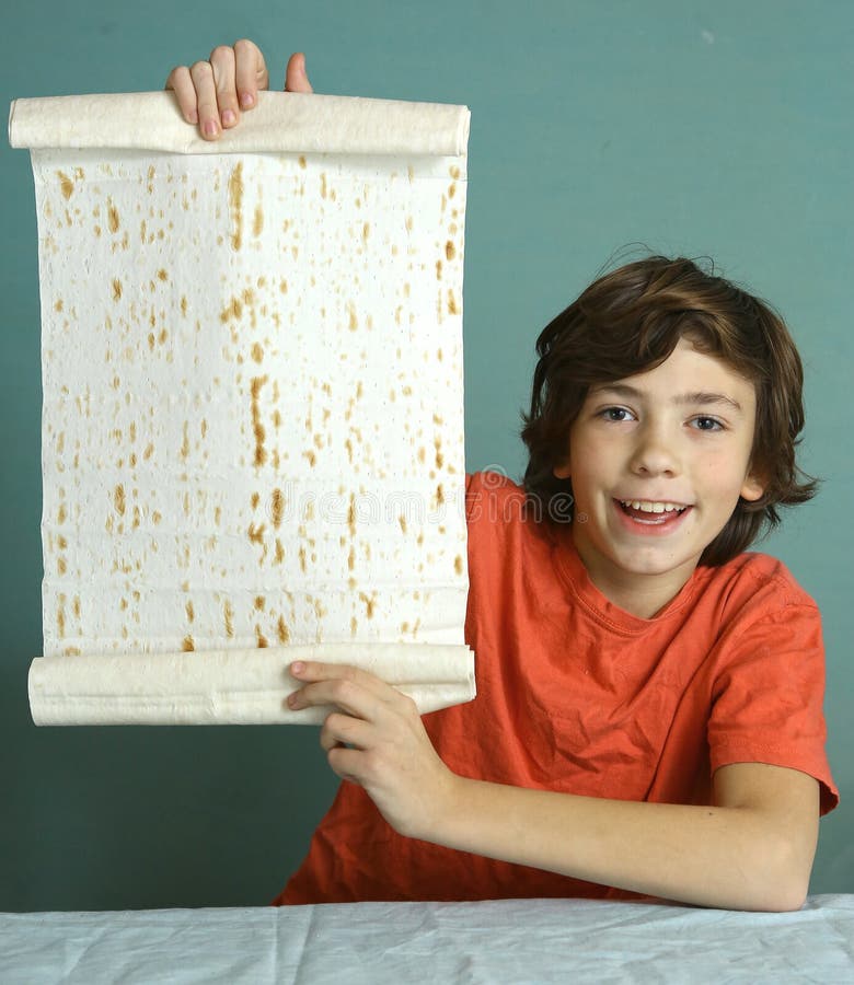 Preteen Boy Hold Lavash Thin Pita Bread Roll Stock Image - Image of ...