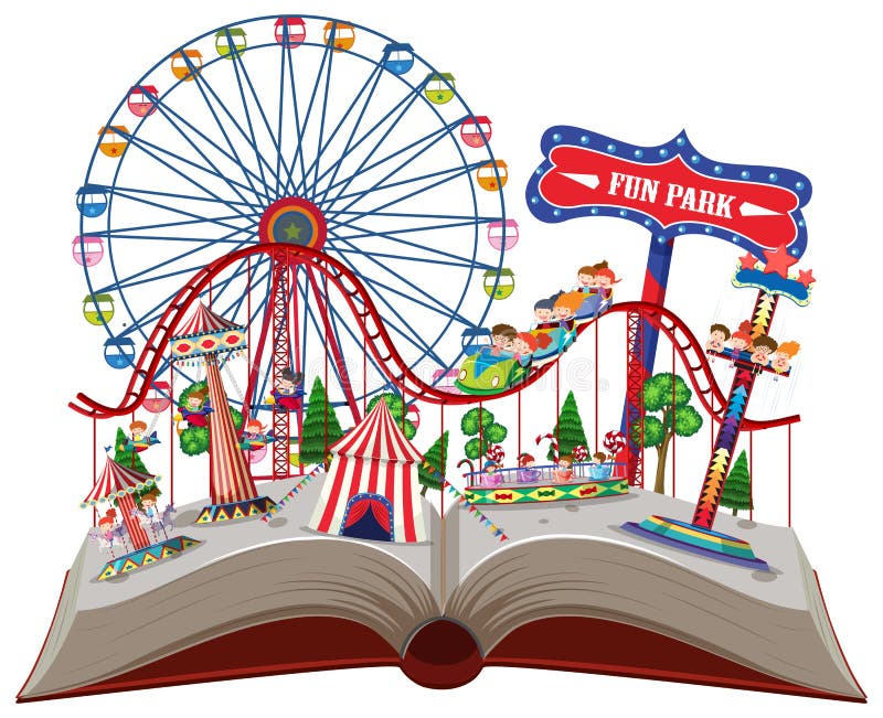 Pretpark in Pop Omhooggaand Boek Vector Illustratie - Illustration of ...
