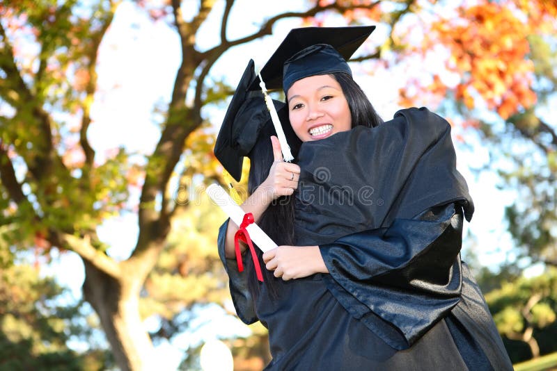 Pretty Asian Graduation Woman Stock Photo - Image of accomplishment ...