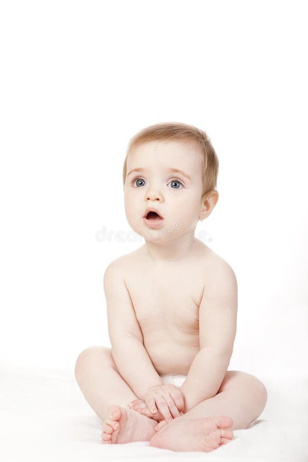 Shocked baby looking right stock image. Image of docile - 761889