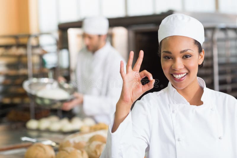 Pretty Baker Smiling at Camera Stock Image - Image of industry, making ...