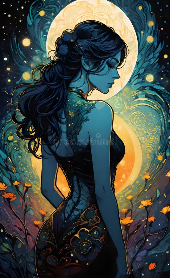 Pretty and Beautiful Girl Back View Ai Generated Stock Illustration ...