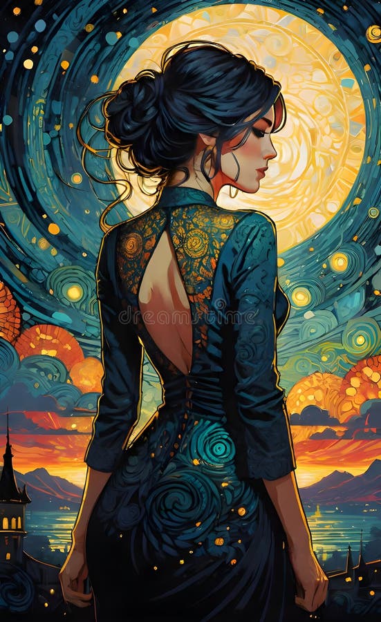 Pretty and Beautiful Girl Back View Ai Generated Stock Illustration ...