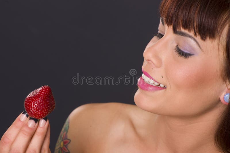 Pretty Berry Woman Holds Raw Fruit Food Stock Photos - Free & Royalty ...