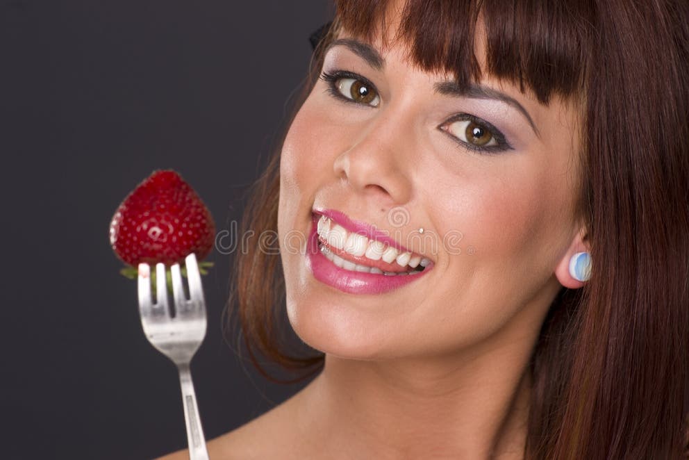 Pretty Berry Headshot Fruit Strawberry Fork Stock Image - Image of ...