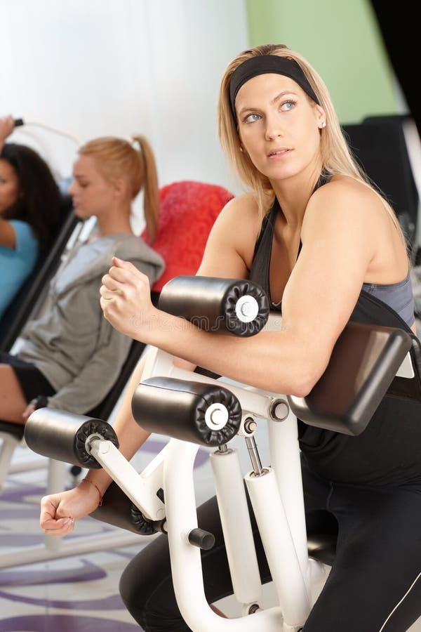 Pretty Blond Doing Workout at the Gym Stock Photo - Image of healthy ...