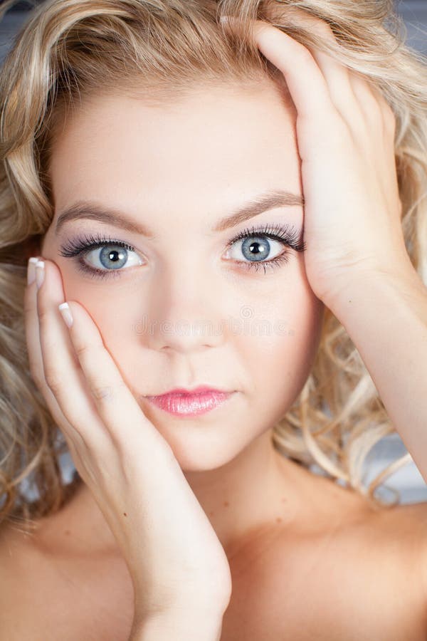 Pretty Blond Girl with a Startled Look Stock Image - Image of lady ...