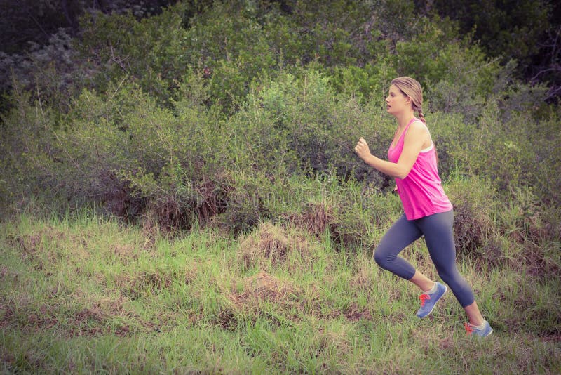 Pretty Blonde Athlete Jogging Stock Photo - Image of healthy, leisure ...