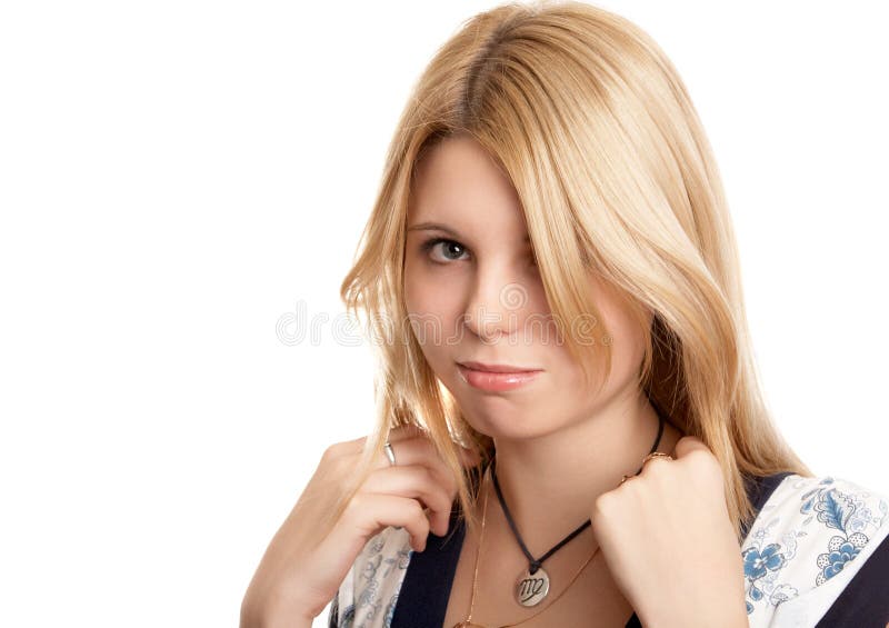Girl with frown look stock image. Image of haired, blond - 12800555