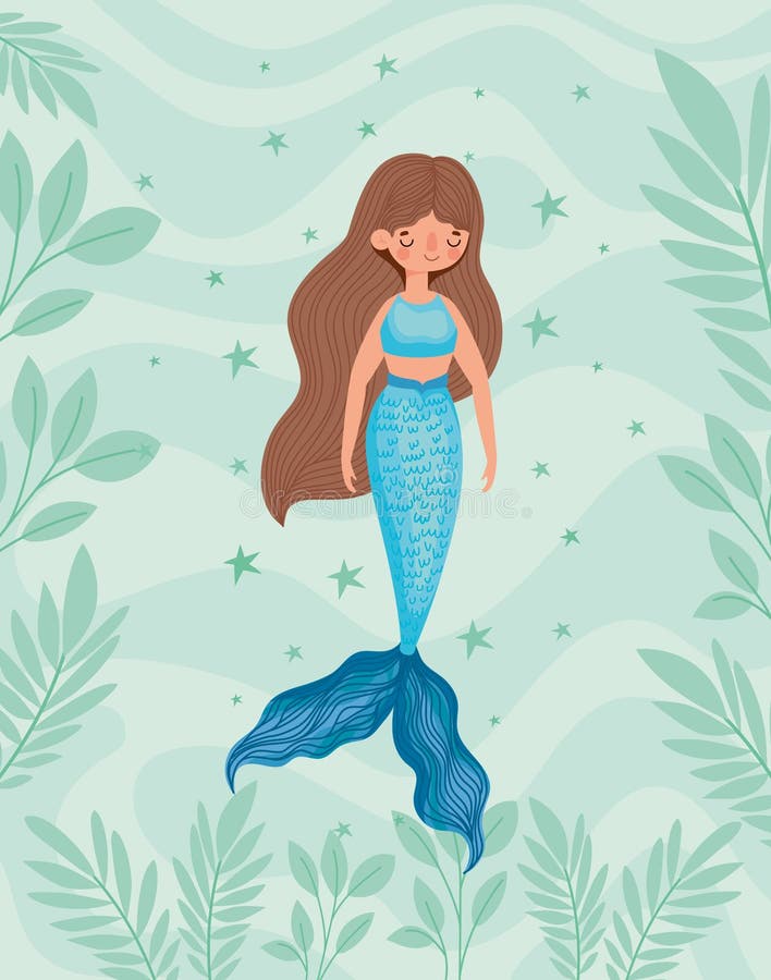 Pretty blue mermaid stock vector. Illustration of princess - 229383982