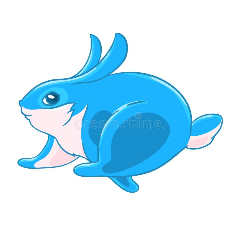 Pretty Blue Rabbit Playing Catch-up. Stock Vector - Illustration of ...