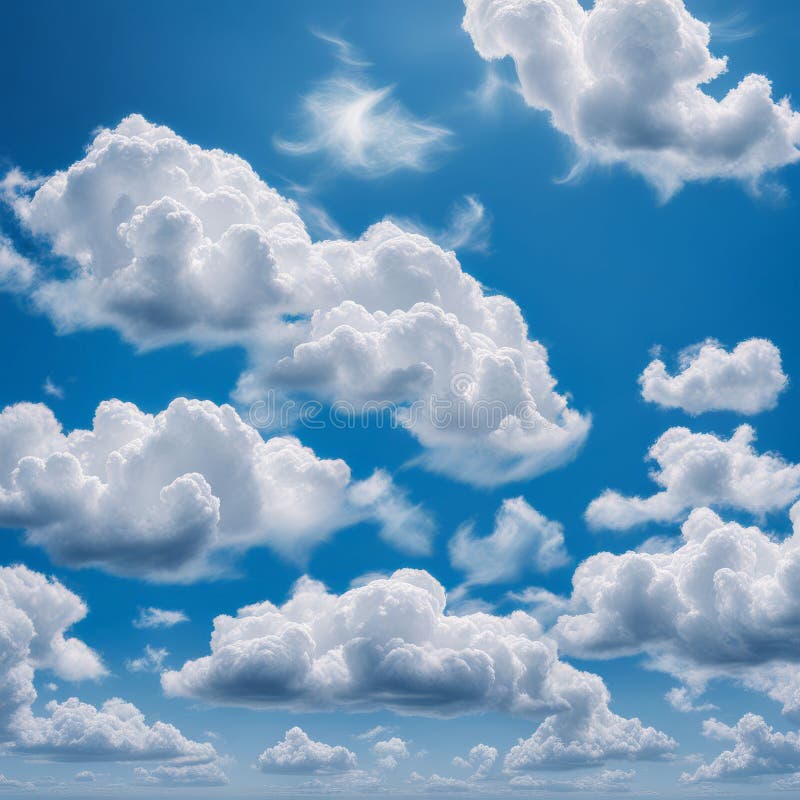 A Beautiful Blue Sky with Snow-white Clouds. Created by AI Stock ...