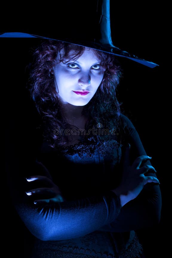 Pretty Blue Witch stock image. Image of waist, horror - 15901737