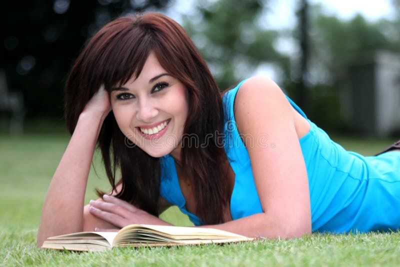 Pretty Book Reader stock photo. Image of nature, face - 7338534