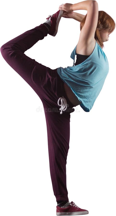 Pretty Break Dancer Lifting Her Leg Above Head Stock Image - Image of ...