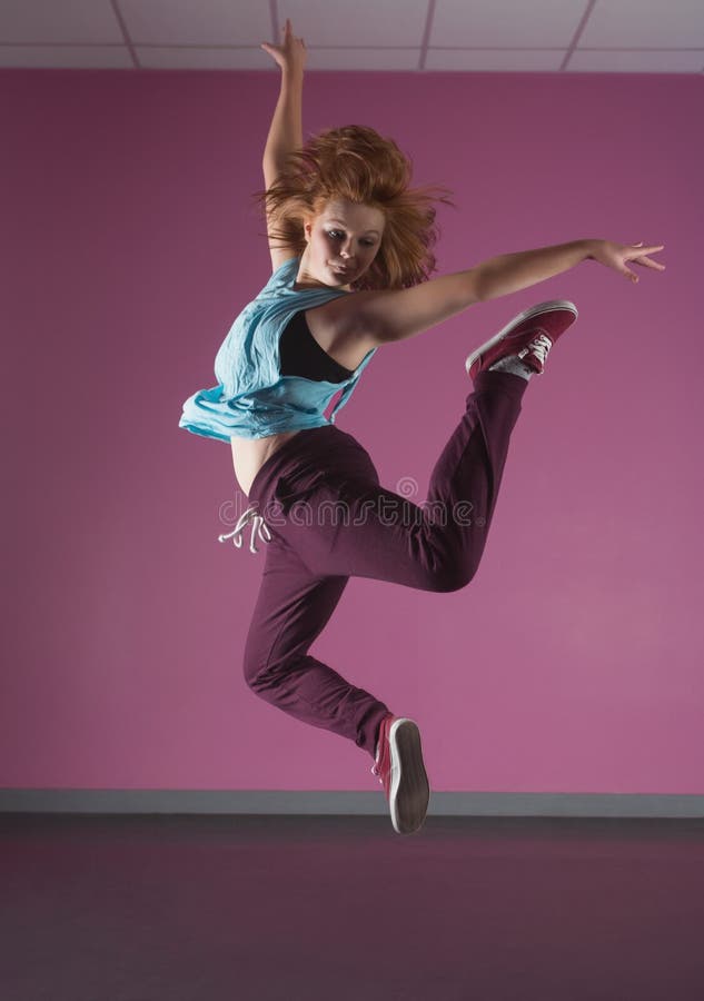 Pretty Break Dancer Jumping Up Stock Image - Image of agility ...