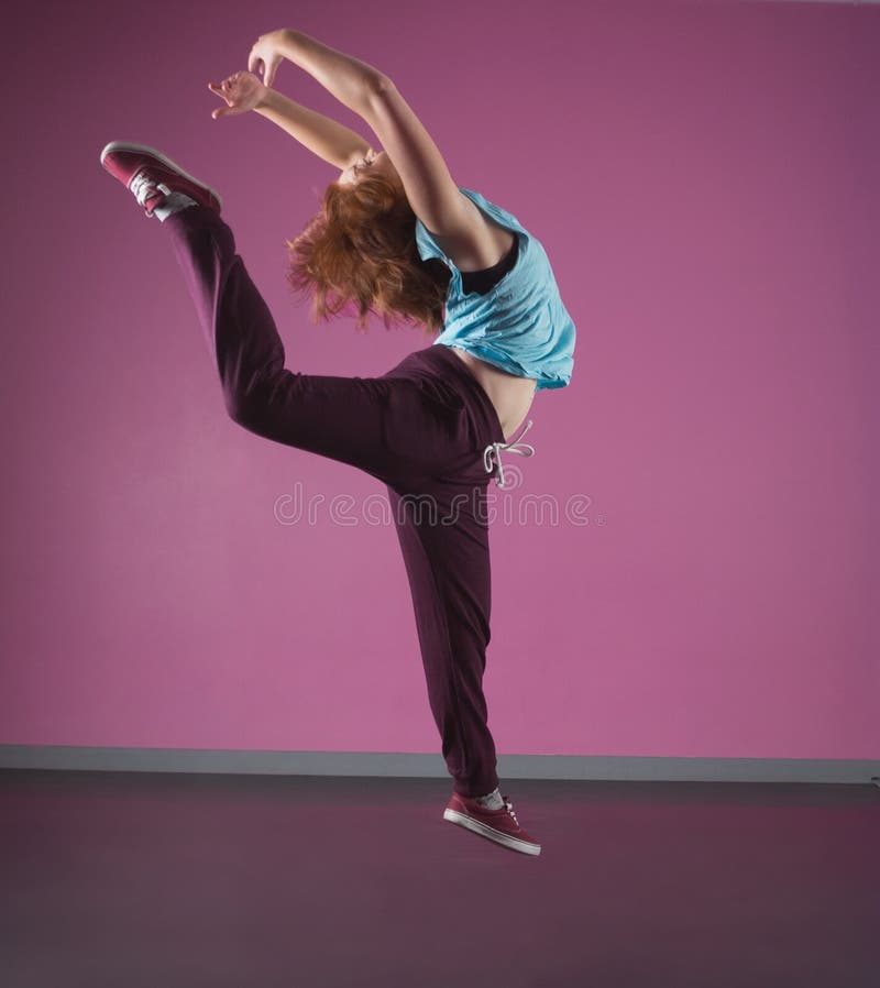 Pretty Break Dancer Leaping Mid Air Stock Image - Image of moving ...