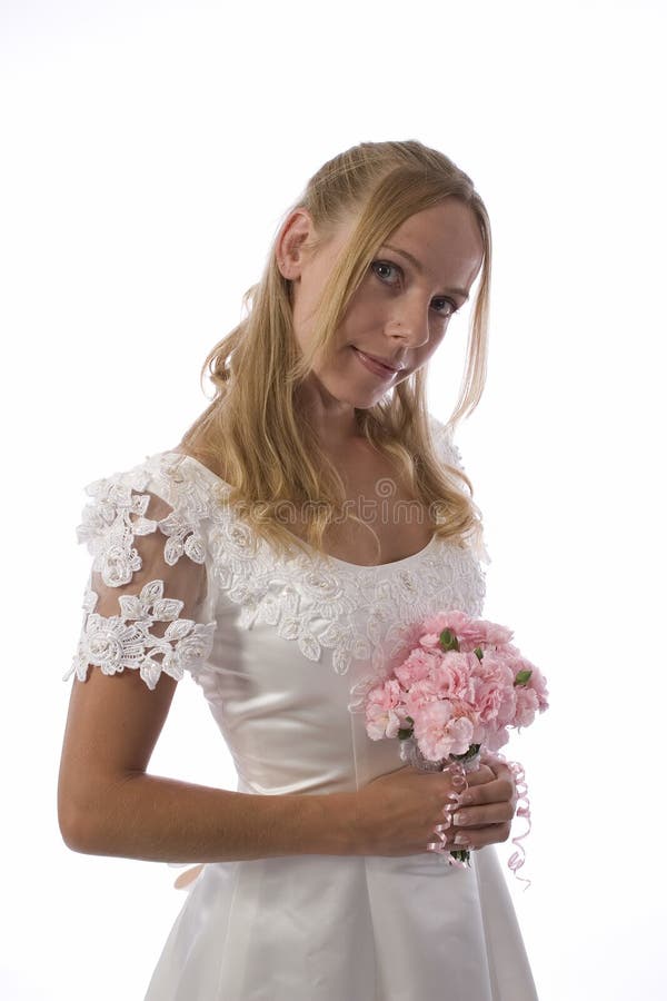 Pretty bride stock image. Image of portrait, bouquet, exciting - 3340517