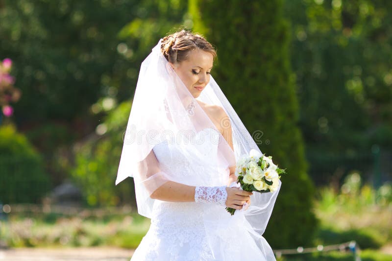 Pretty bride stock image. Image of candid, marriage, green - 34186363