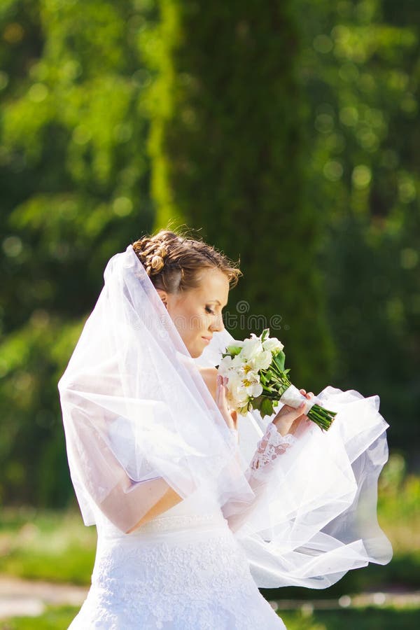 Pretty bride stock image. Image of green, happy, celebrating - 34186403