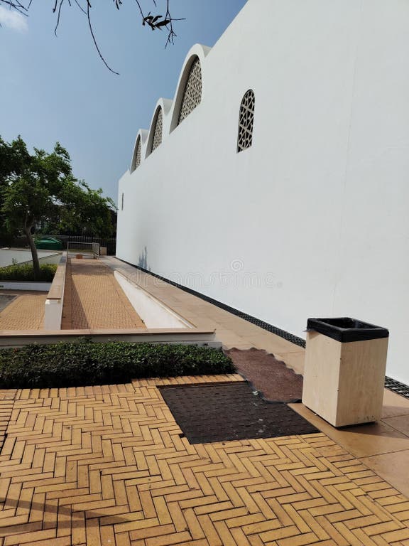 Pretty Brown Bricks Paving and White Mosque Wall Stock Image - Image of ...