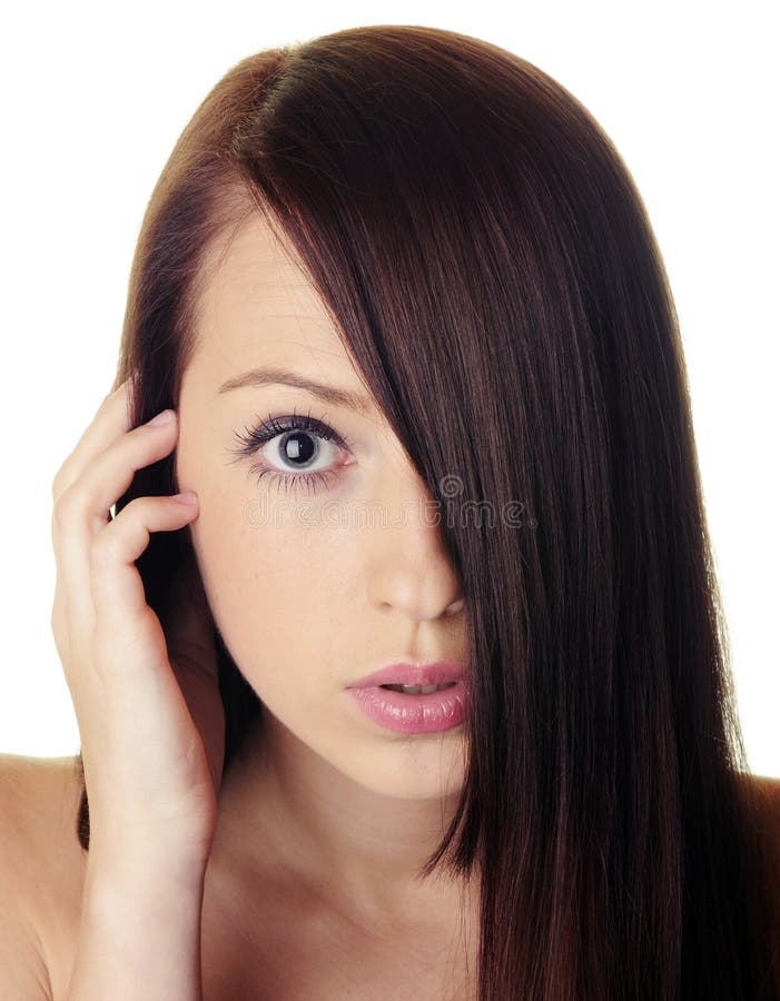 Pretty brunette stock image. Image of gloss, model, coloring - 25602351