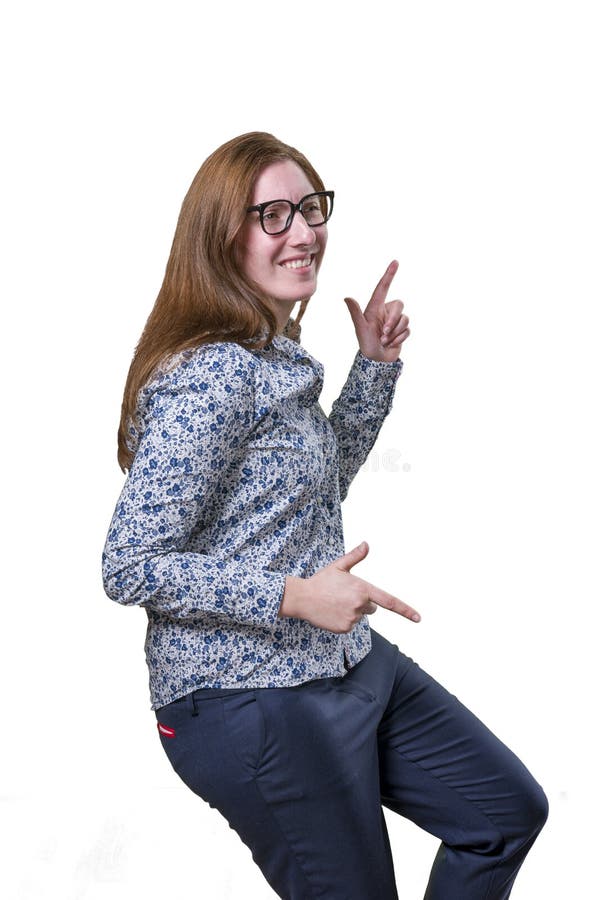 Pretty Business Woman Dancing with Glasses. Stock Photo - Image of ...