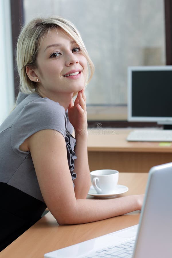 Pretty Business Woman with Notebook in the Office Stock Photo - Image ...