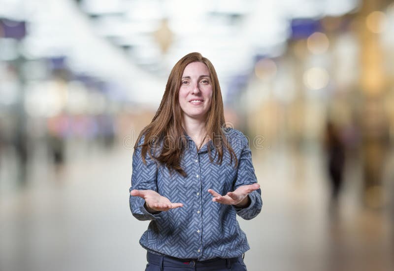 Pretty Business Woman Presenting Something Stock Image - Image of ...