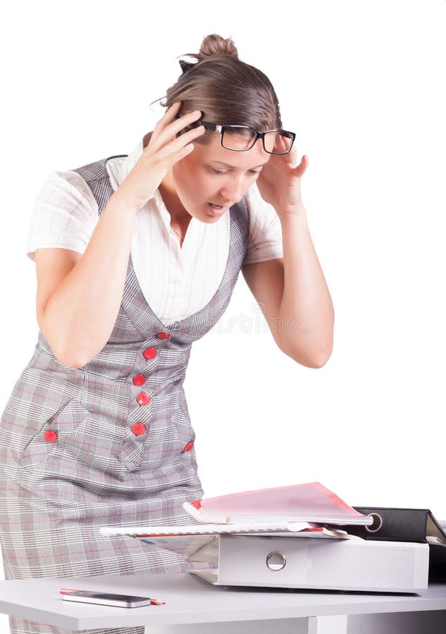 Pretty Business Woman in Shock from the Disorder Stock Photo - Image of ...