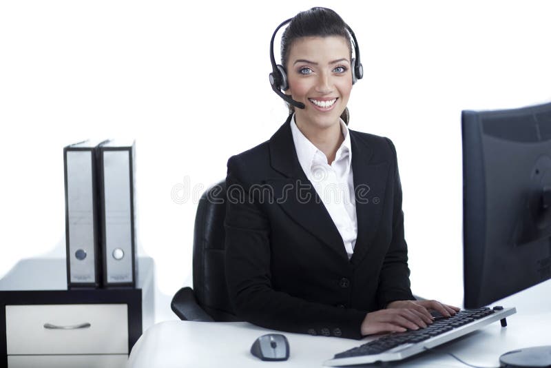 Front Desk Lady Busy Working Stock Image - Image of business, assistant ...
