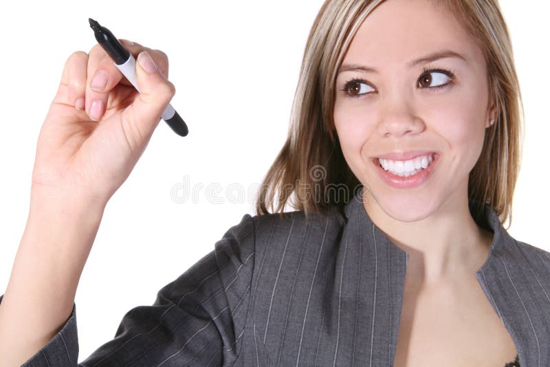 Pretty Business Woman Writing Stock Image - Image of manager ...