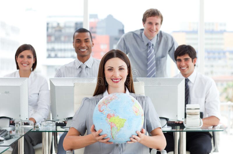 Pretty Businesswoman and Her Team Stock Photo - Image of executive ...