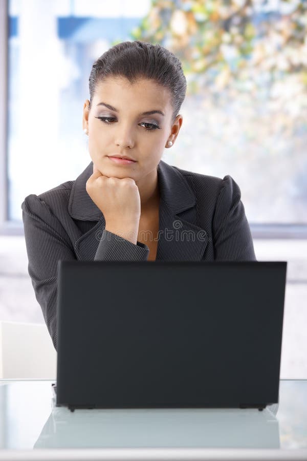 Pretty Businesswoman Working on Computer Stock Photo - Image of ...