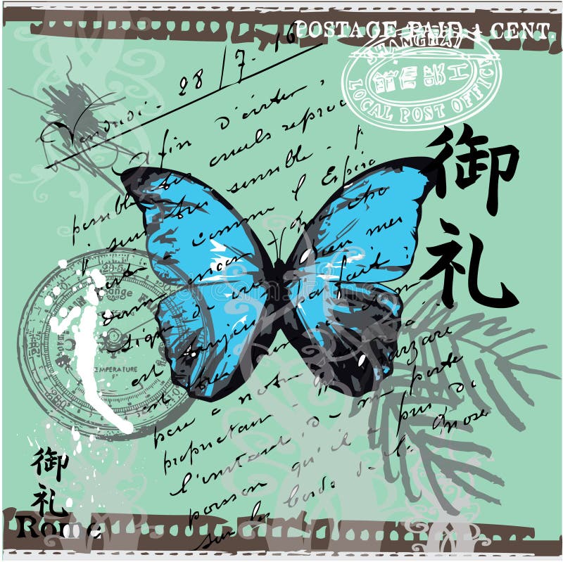Pretty ButterFly Square stock illustration. Illustration of club - 6632640