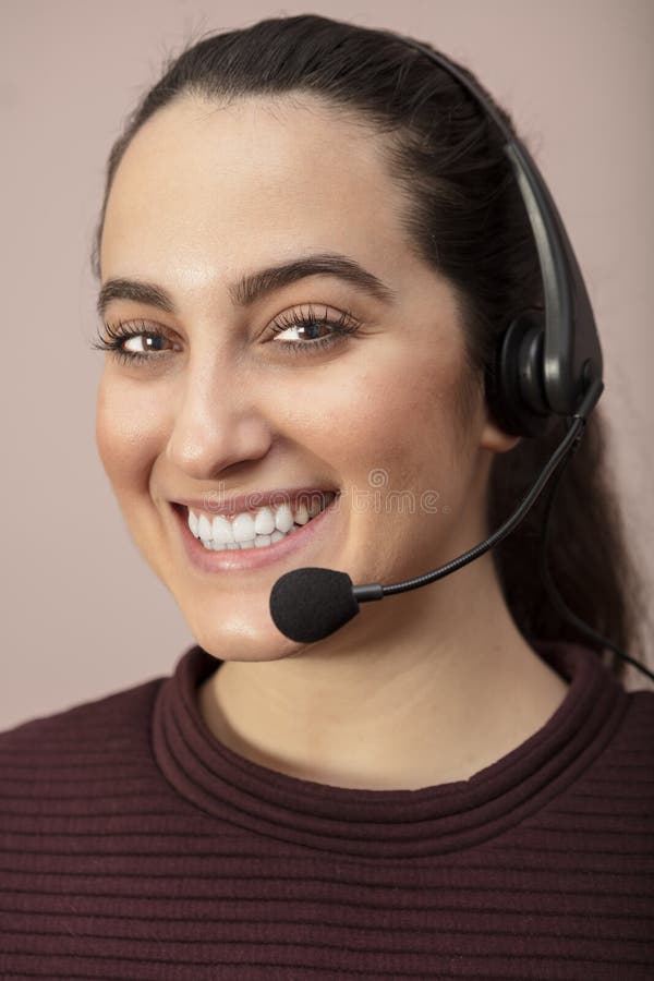 Pretty Call Center Operator with a Beaming Smile Stock Image - Image of ...