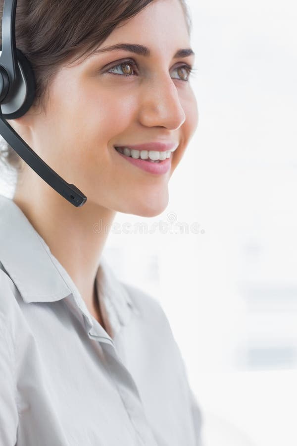 Pretty Call Centre Agent Smiling Close Up Stock Image - Image of ...